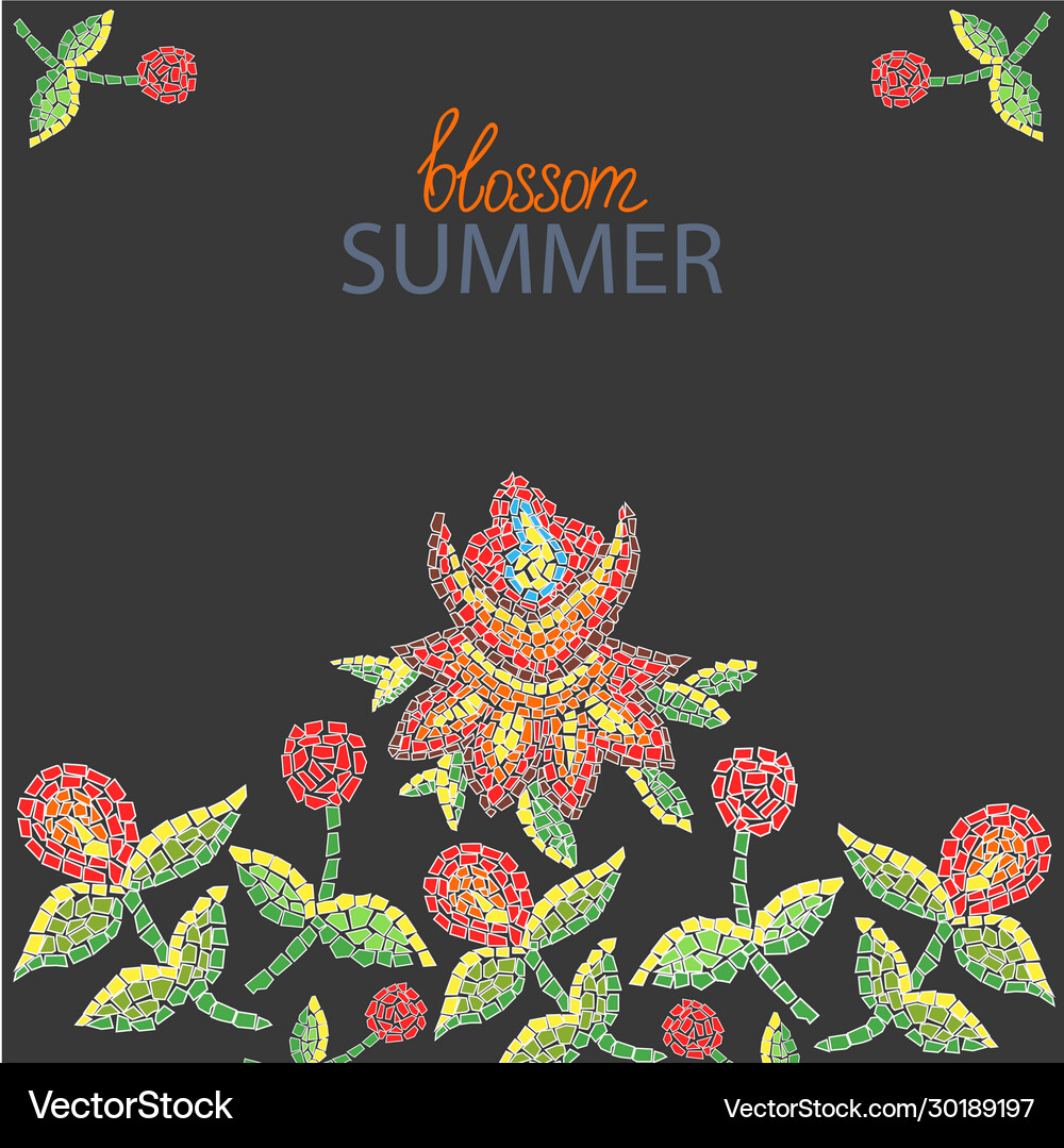 Bright abstract flowers mosaic background Vector Image