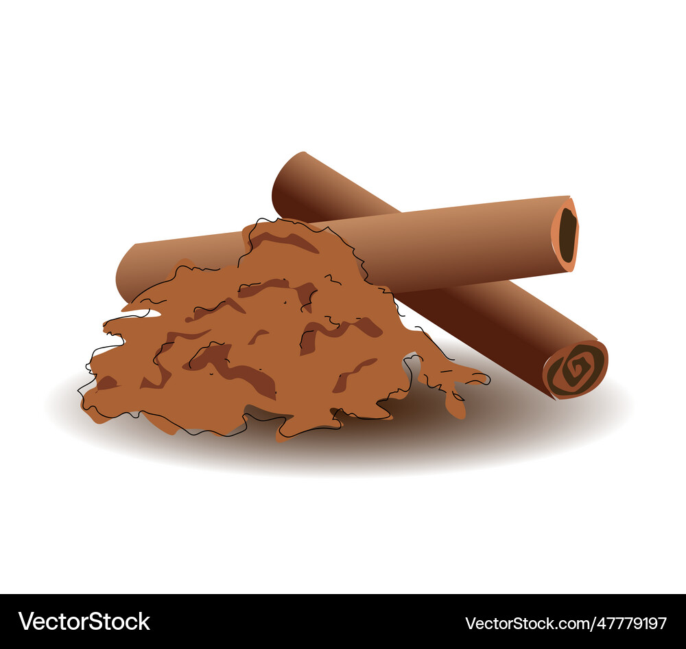 Cinnamon sticks and powder isolated Royalty Free Vector
