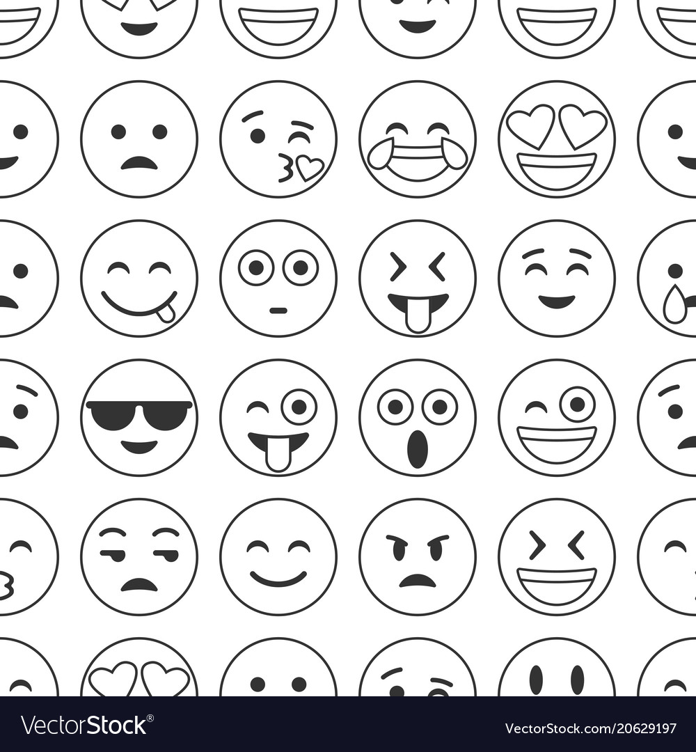 Emoji and emoticons smiles flat icons set or Vector Image