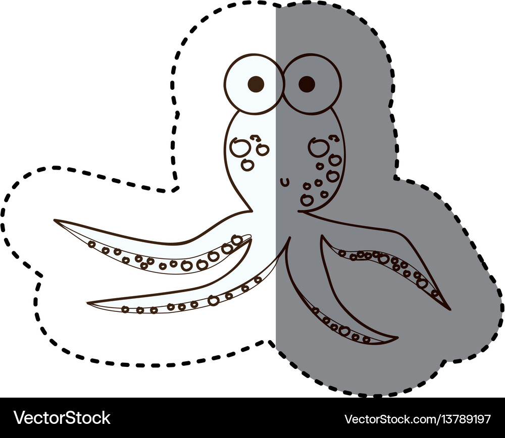 Figure surprised octopus caartoon icon Royalty Free Vector