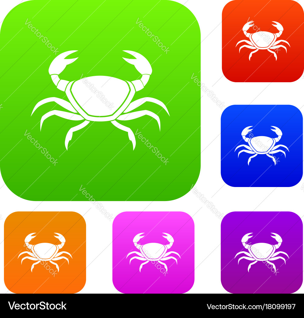 Fresh crab set color collection Royalty Free Vector Image