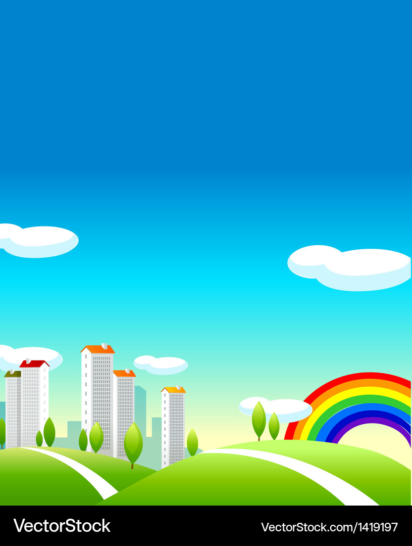 Green landscape and buildings Royalty Free Vector Image