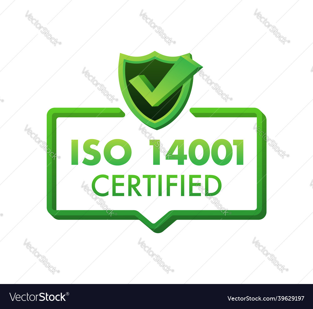 Iso 14001 certified badge icon certification Vector Image