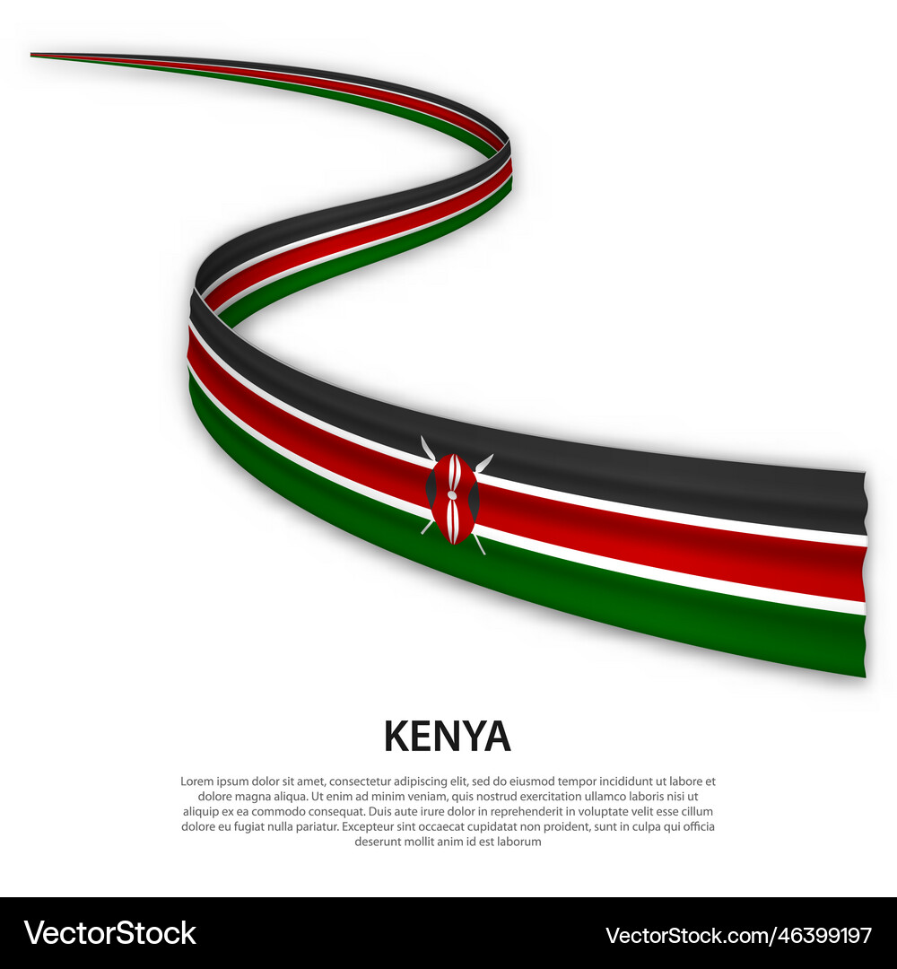 Kenya Flag Ribbon Banner Royalty Free Vector Image