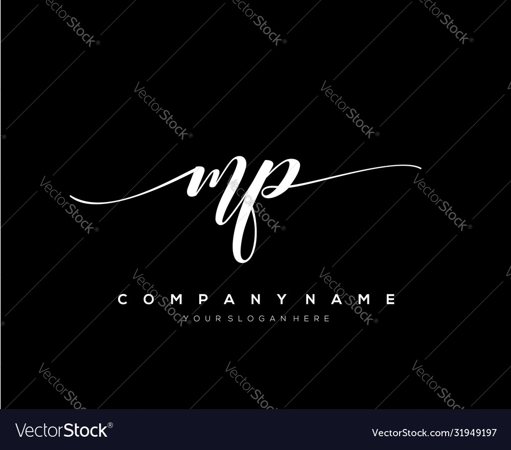 Mp initial letter handwriting logo hand drawn Vector Image