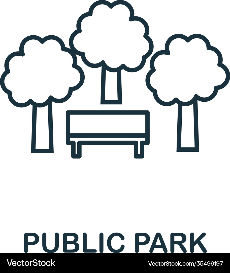Public park outline icon thin style design from Vector Image