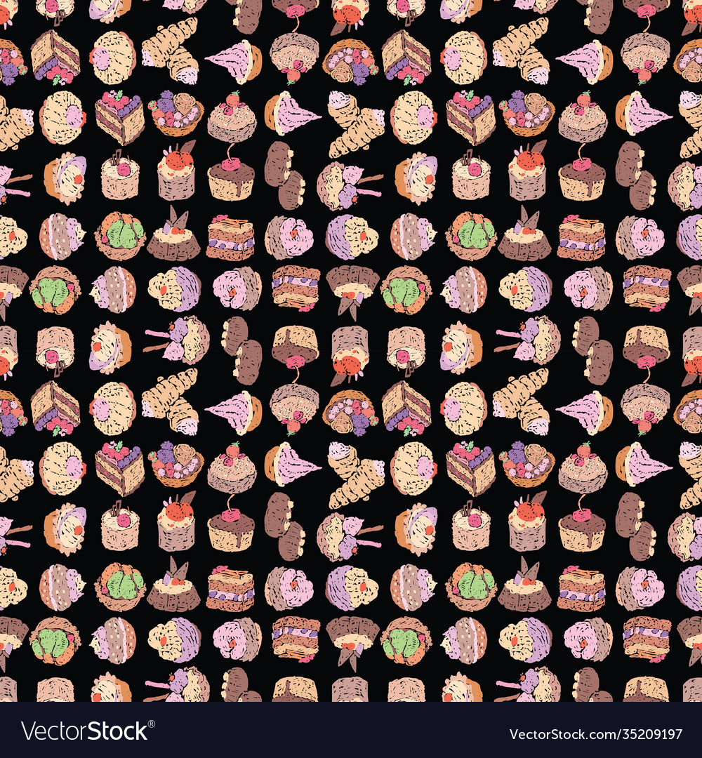 Seamless pattern set different drawn delicious Vector Image