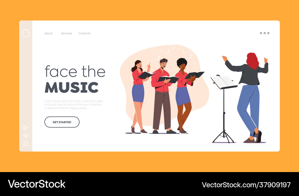 Singers choir landing page template characters Vector Image