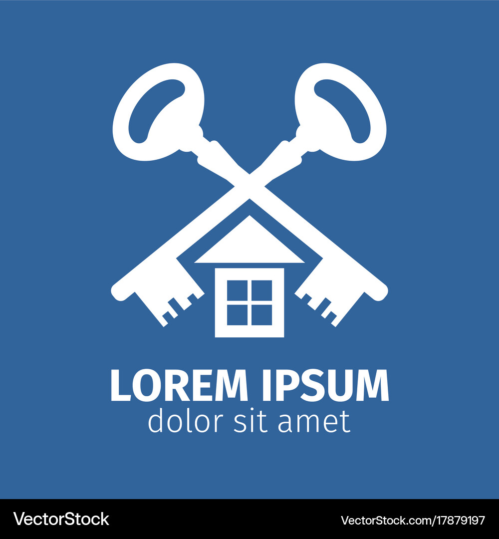 Vintage Key and House Logo Royalty Free Vector Image