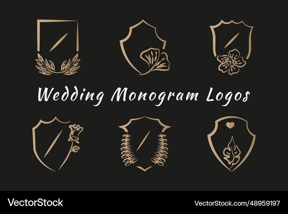 Wedding monogram pro logo pack Royalty Free Vector Image