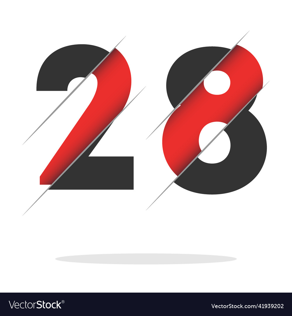 28 2 8 number logo design with a creative cut Vector Image