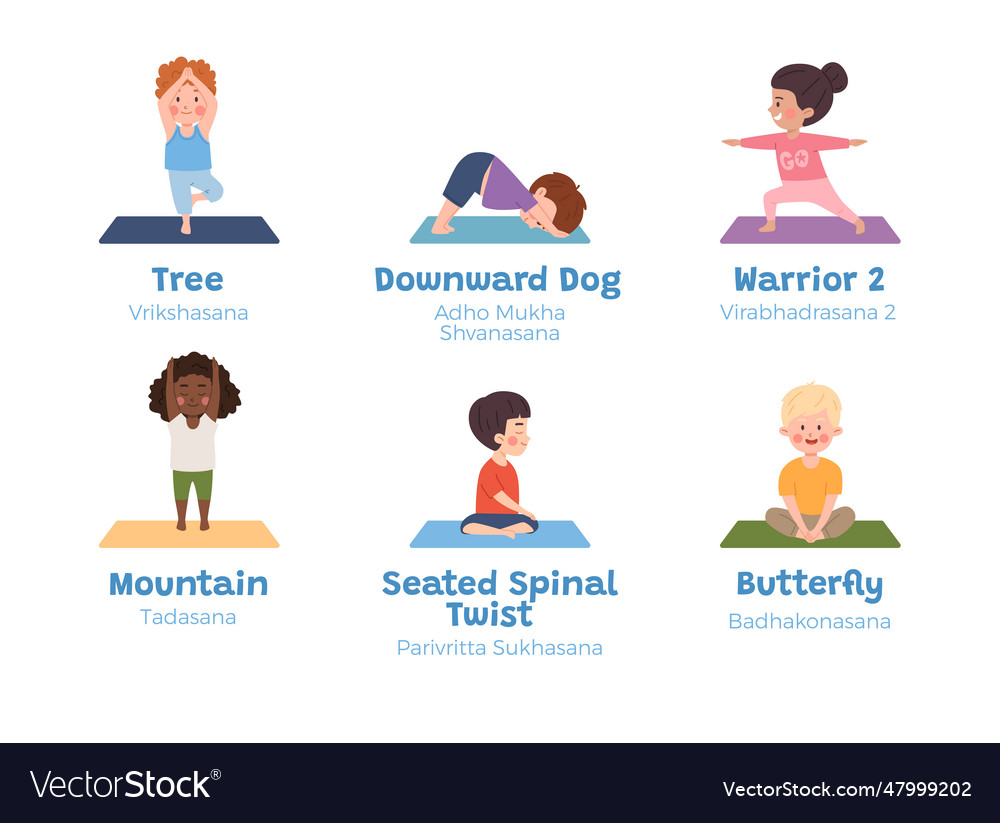 Children in yoga poses little kids doing yoga Vector Image