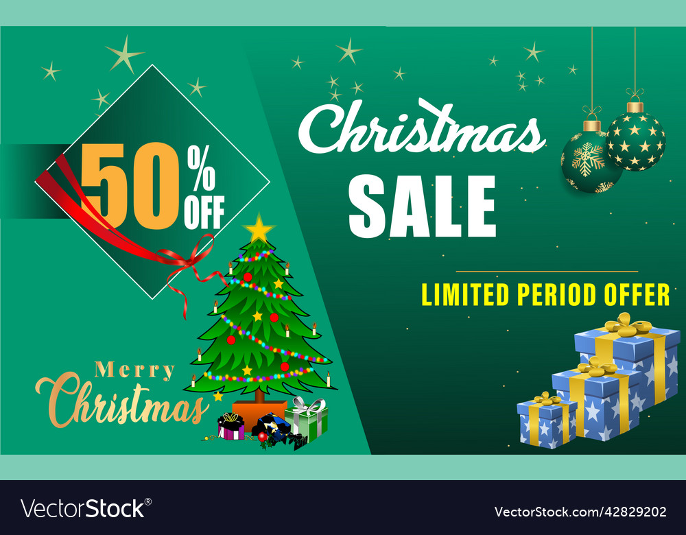 Christmas holiday sale 50 percentage off Vector Image