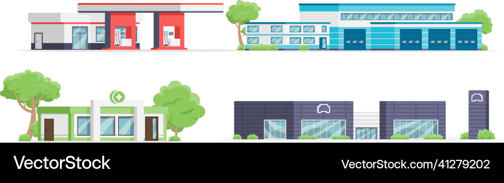 Collection modern building city customer service Vector Image