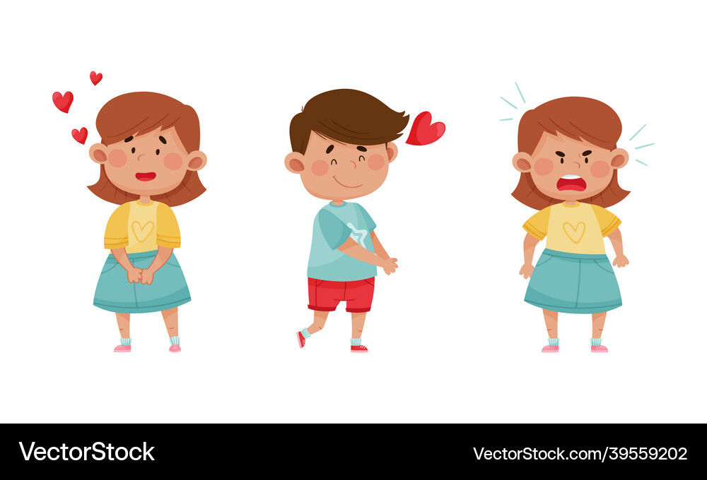 Cute kids emotions set children with different Vector Image