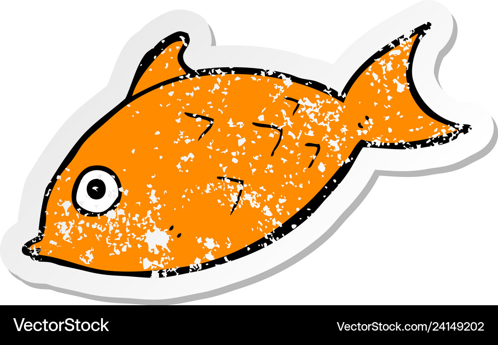 Distressed sticker of a cartoon fish Royalty Free Vector