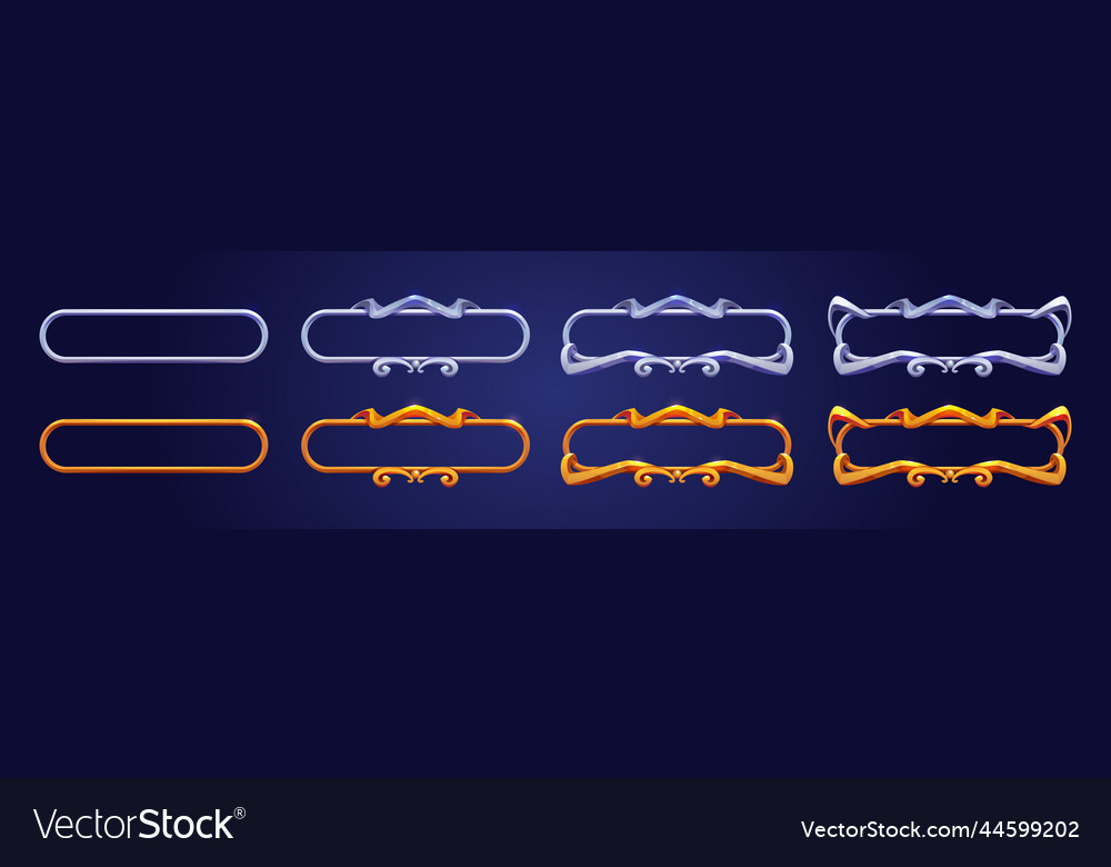 Game frames silver and gold ui borders evolution Vector Image