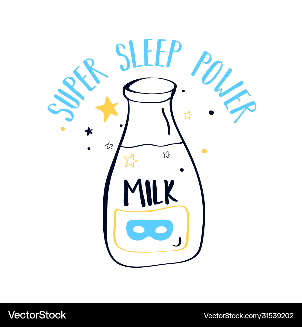 Hand drawing milk bottle design with slogan Vector Image