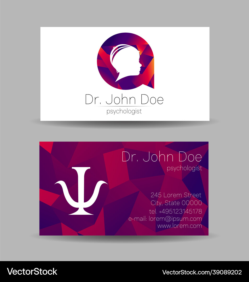 Psychology visit card kid head modern logo Vector Image