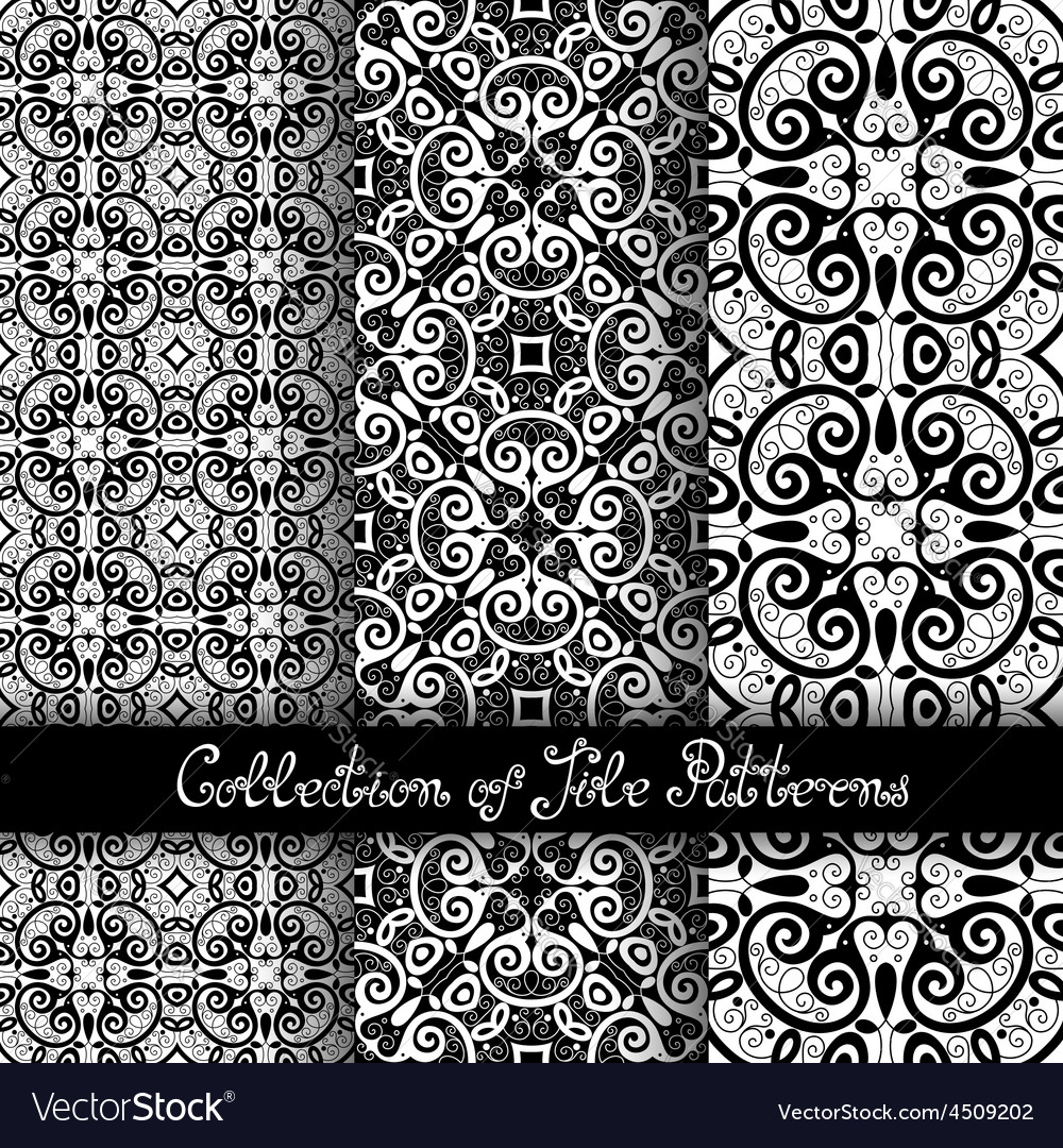 Set of 3 seamless vintage patterns Royalty Free Vector Image