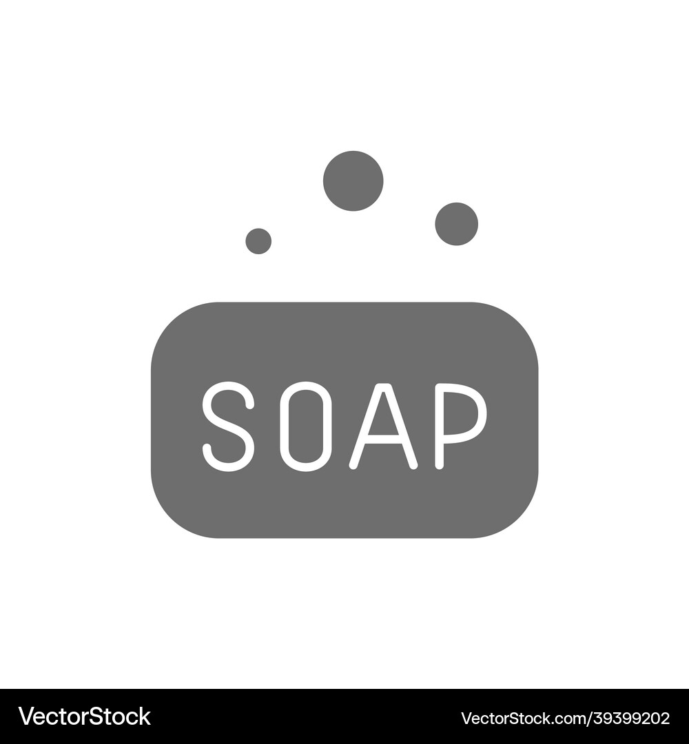 Soap bar hygiene grey icon isolated on white Vector Image