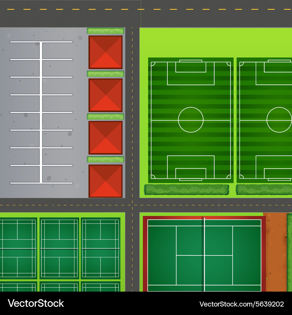 Sporting complex aeiral view Royalty Free Vector Image