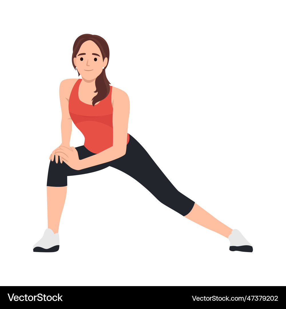 Woman doing hip flexor stretches to release Vector Image