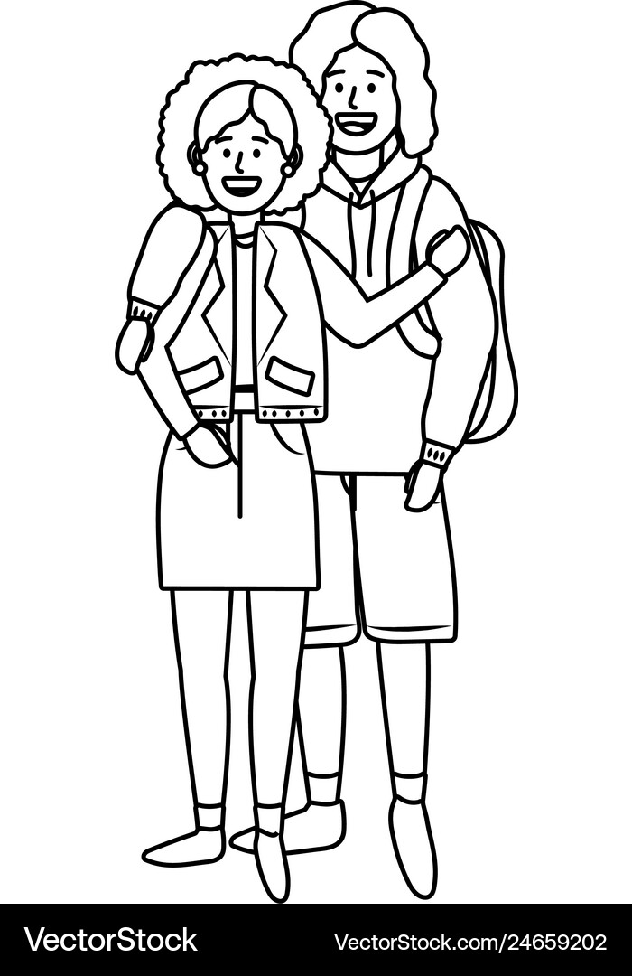 Young people friends cartoon Royalty Free Vector Image