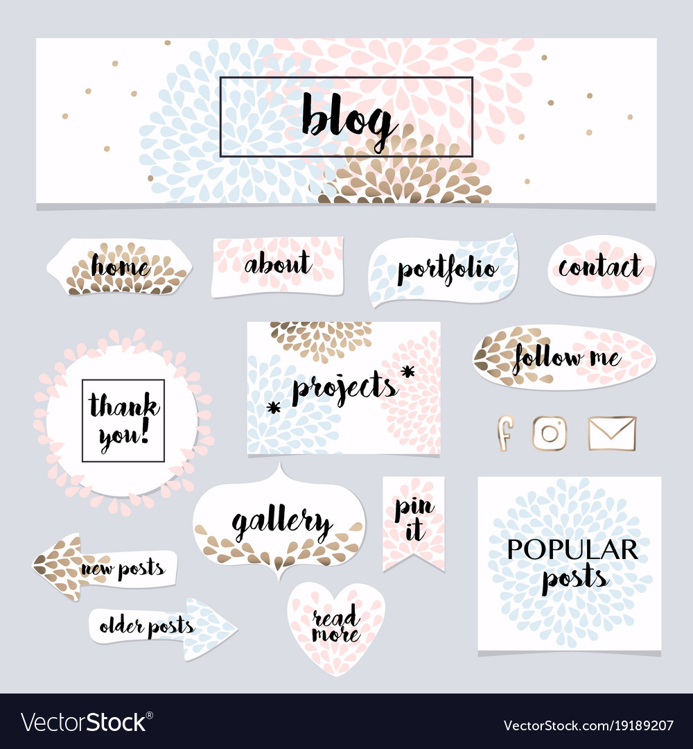 A set blog design elements kit frames Royalty Free Vector