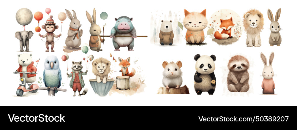 A whimsical collection of animals Royalty Free Vector Image