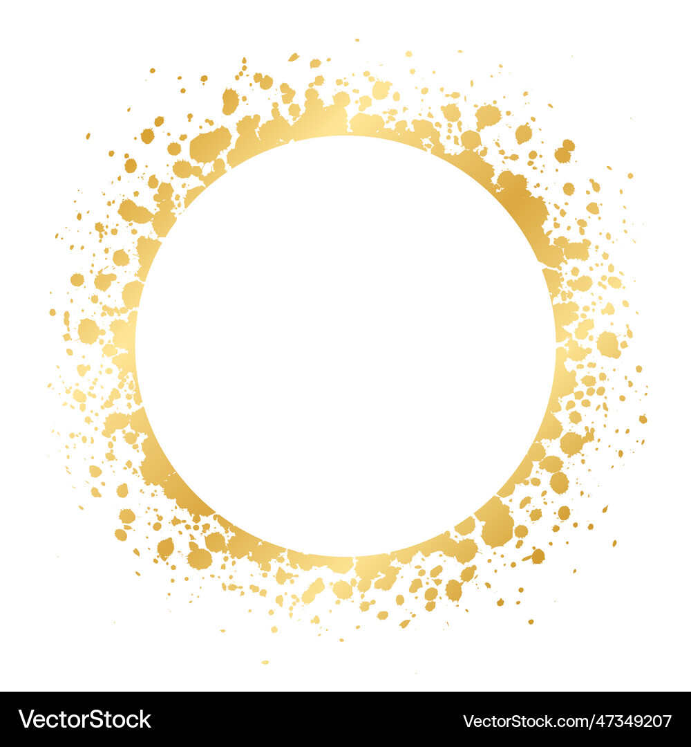 Abstract round gold ink splatter frame golden Vector Image