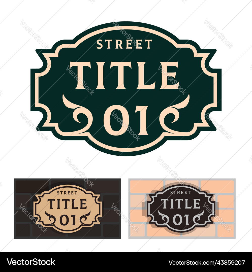 Addressable figured plate with a street number Vector Image