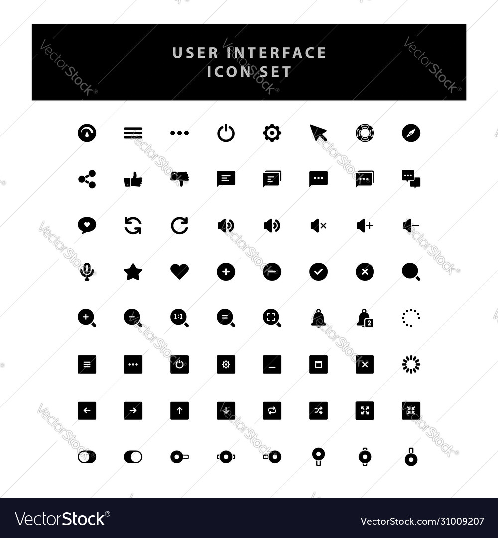 Basic user interface icons set with glyph style Vector Image
