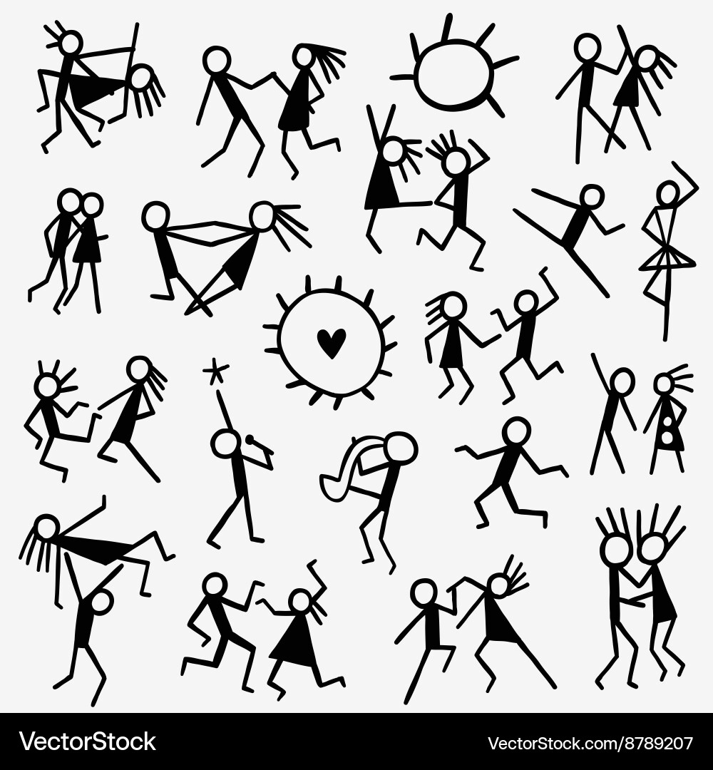 Dancing people doodles Royalty Free Vector Image