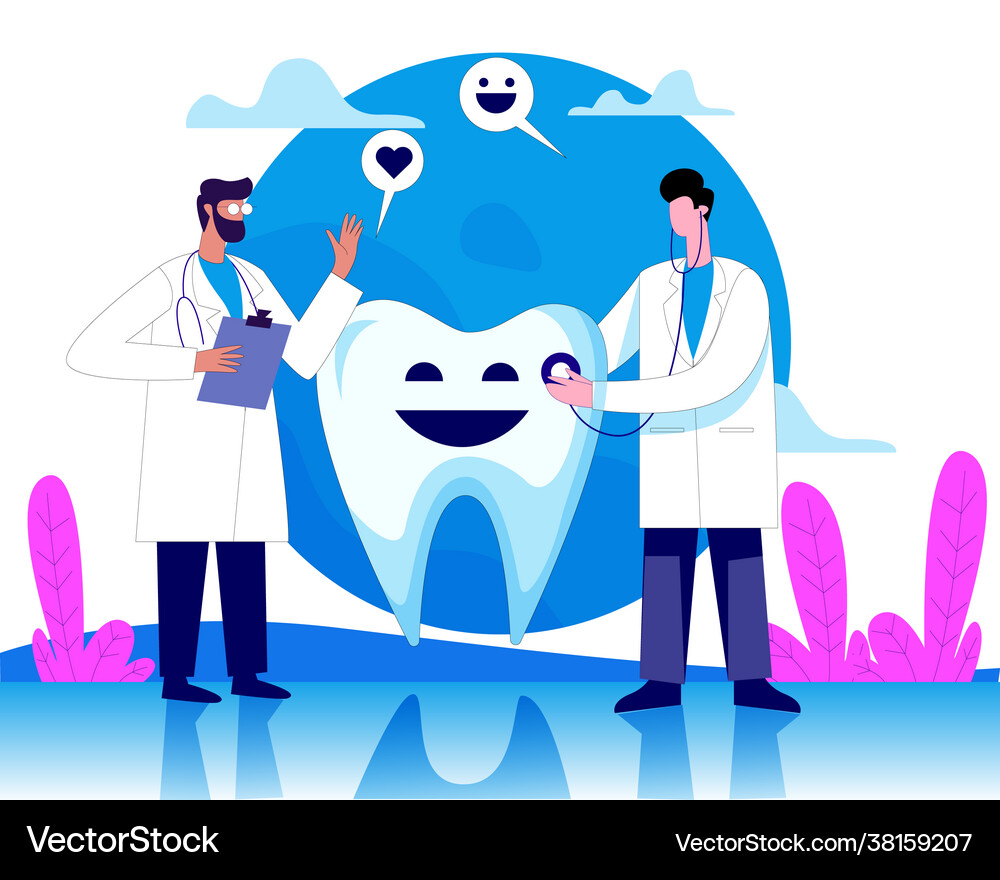 Dentist doctor treatment big teeth Royalty Free Vector Image