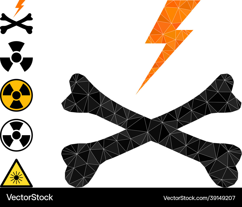 Electrical hazard polygonal icon and other icons Vector Image