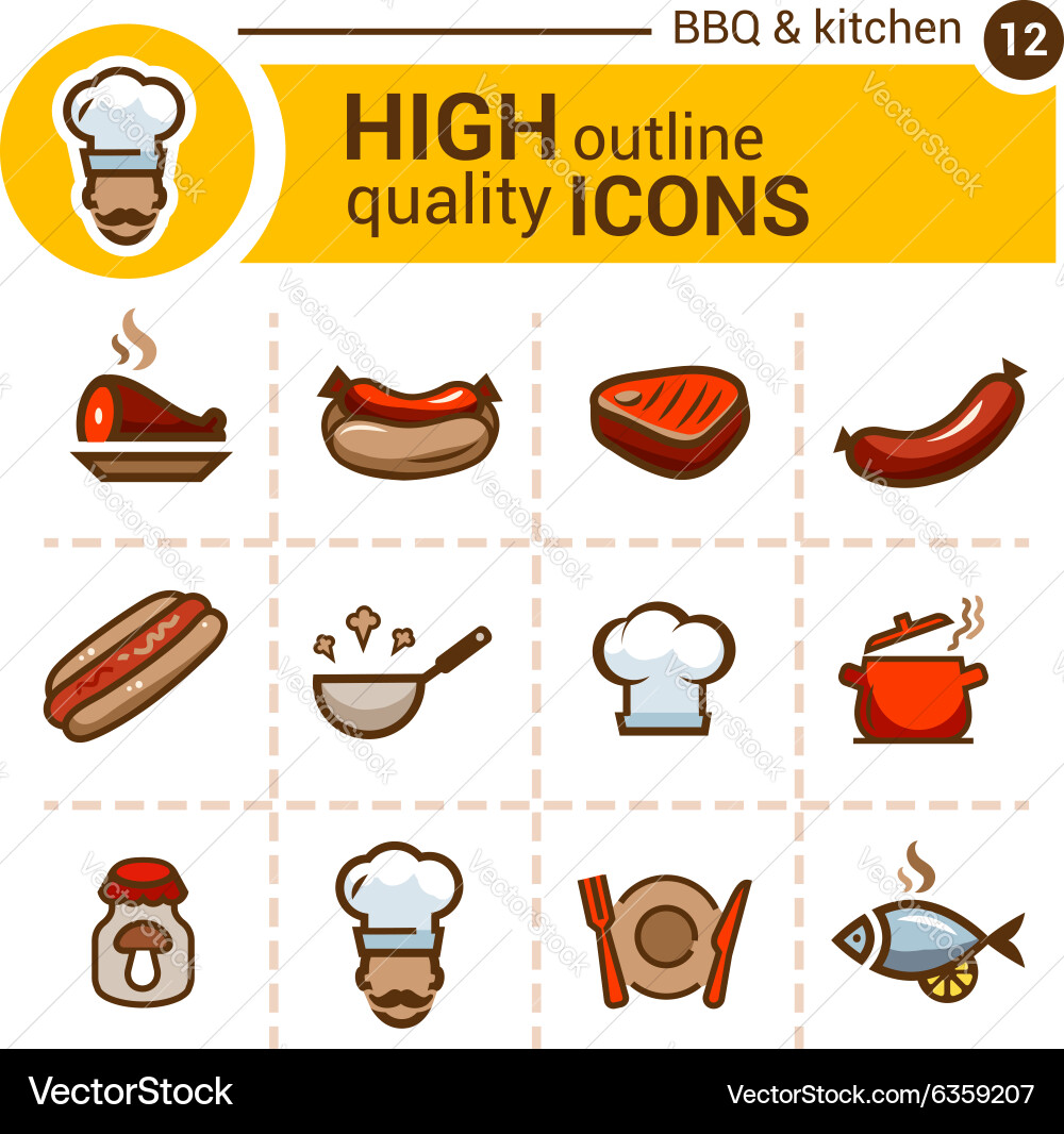 Food color icons set Royalty Free Vector Image