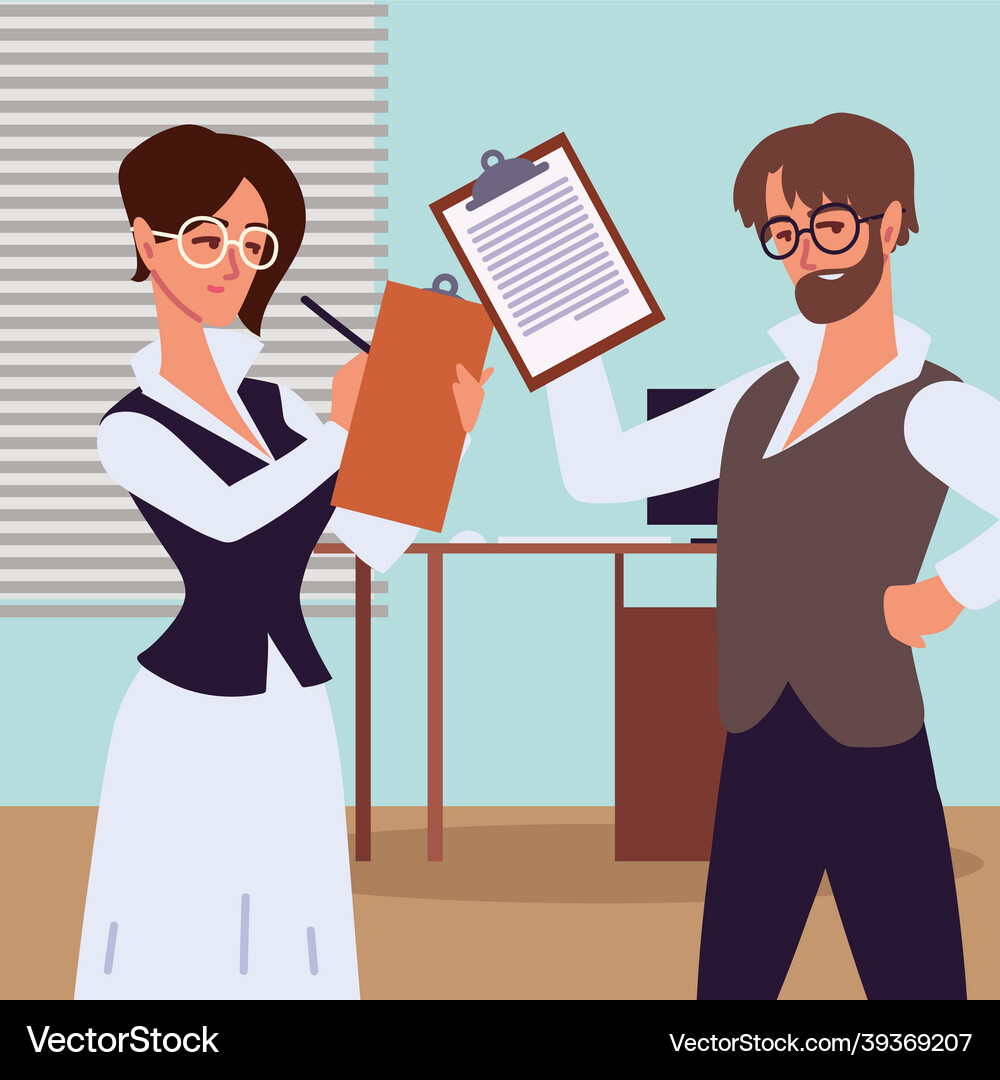 Man and woman assistant Royalty Free Vector Image