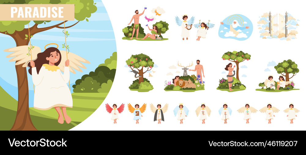 Paradise bible icons collection Royalty Free Vector Image