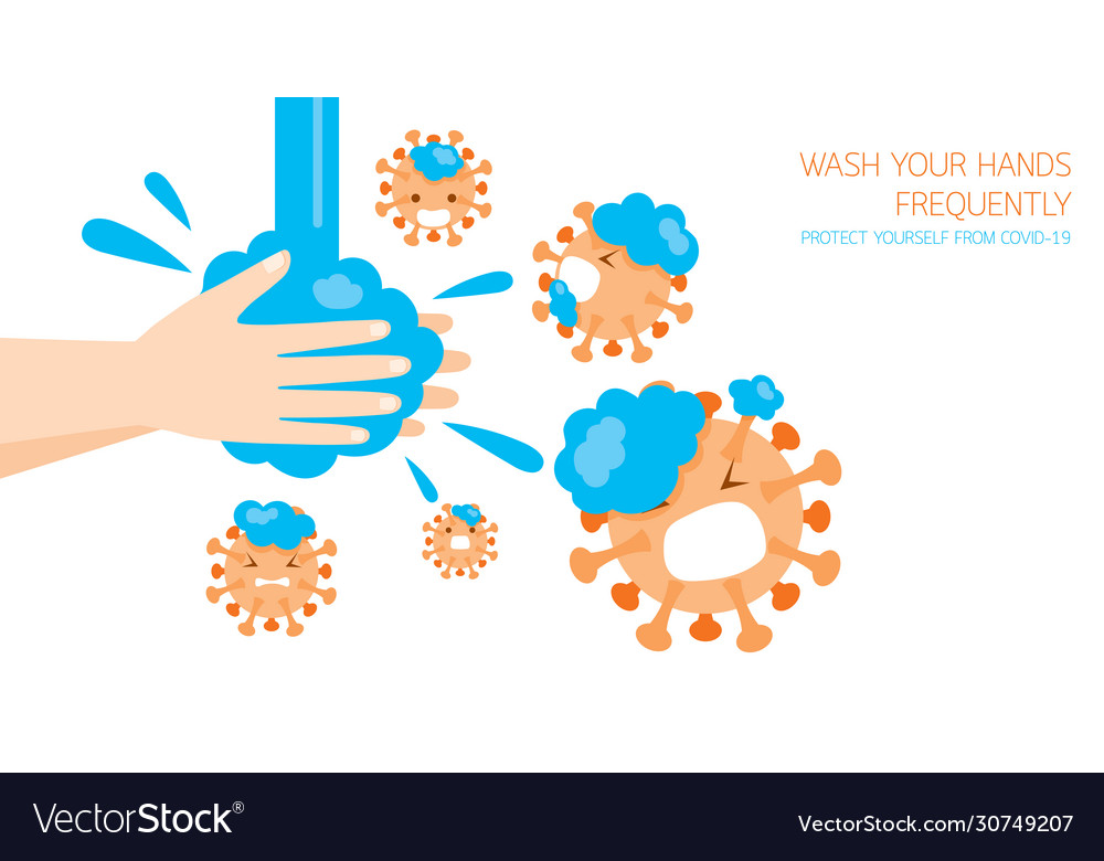 People washing hands for protection from covid-19 Vector Image