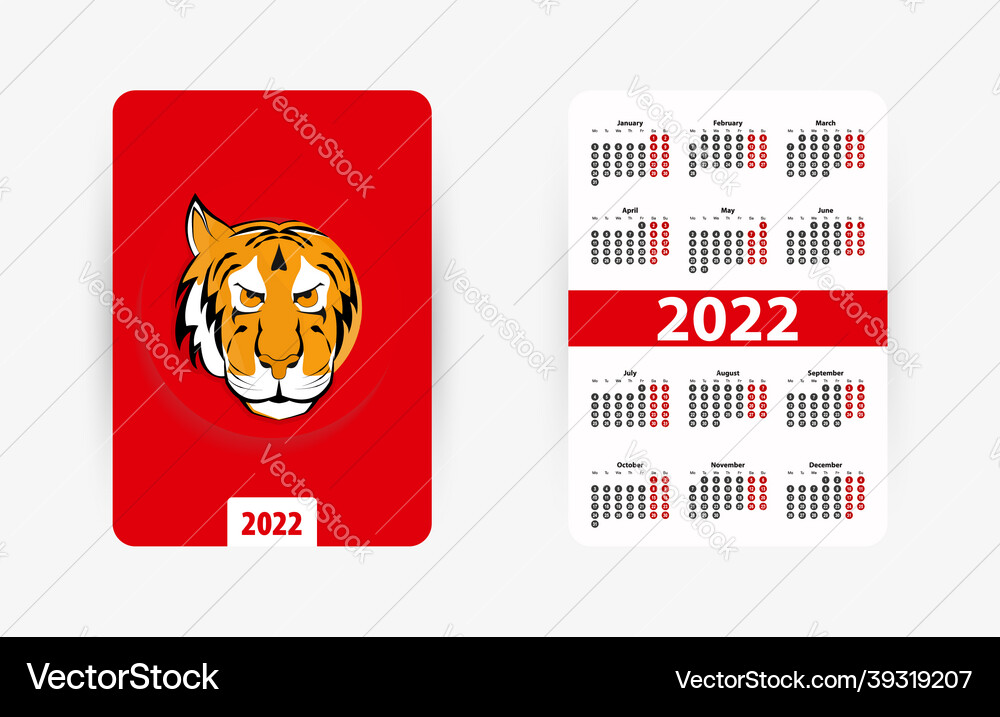 Pocket vertical calendar for 2022 year Royalty Free Vector