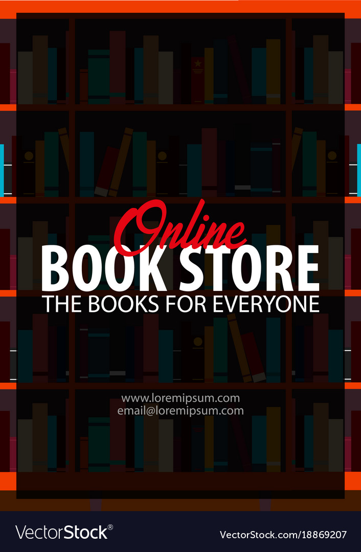 Poster online book store shelf or bookcase Vector Image
