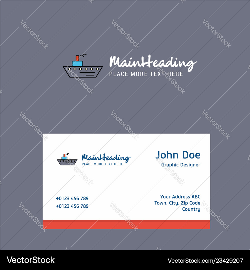 Ship logo design with business card template Vector Image
