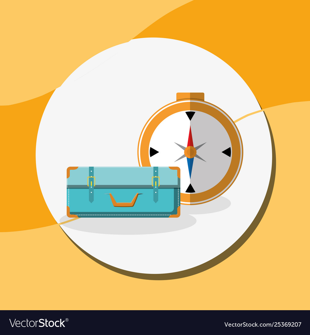 Suitcase travel with compass guide Royalty Free Vector Image