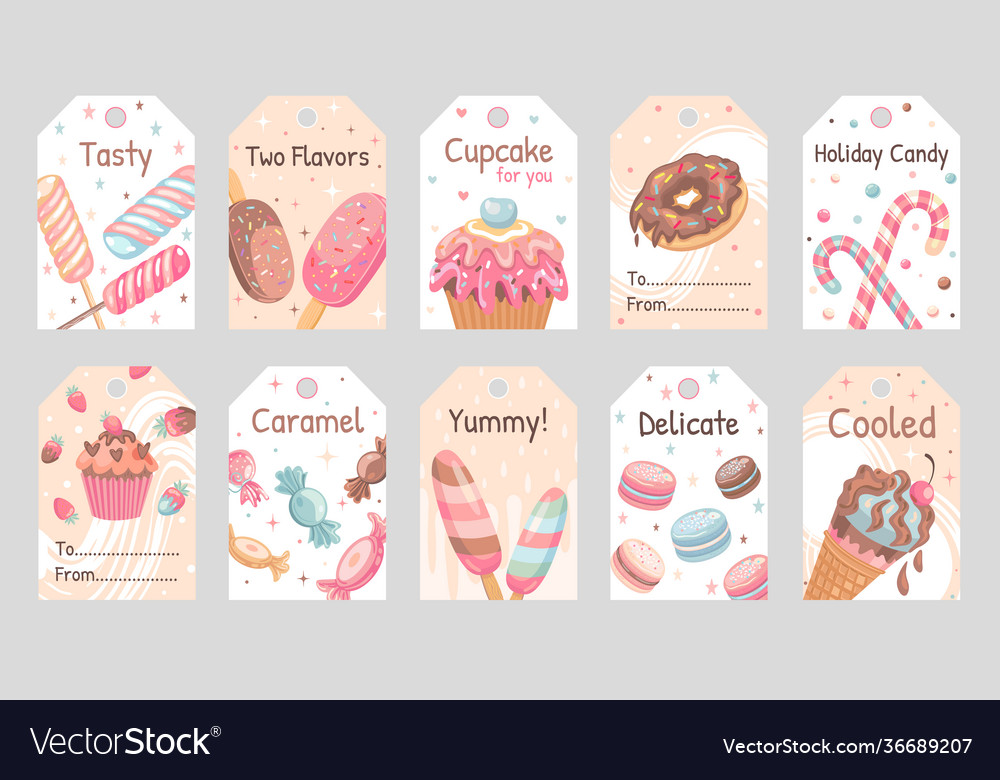 Sweets tags set Royalty Free Vector Image - VectorStock
