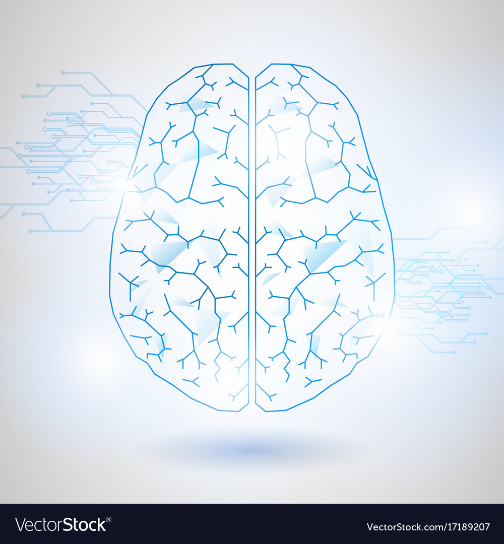 Technology low poly design human brain Royalty Free Vector