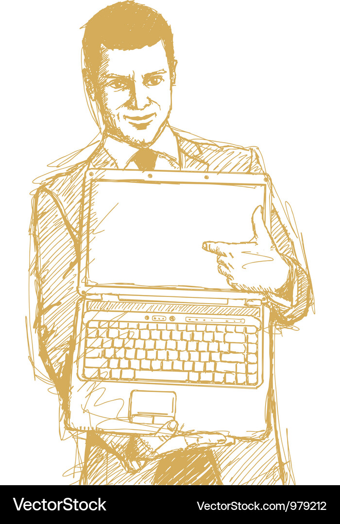 Businessman laptop finger Royalty Free Vector Image