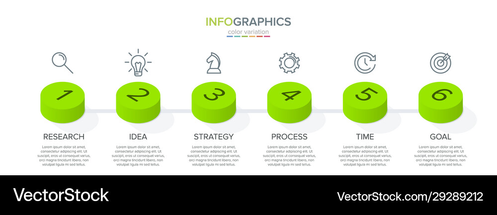 Concept arrow business model with 6 successive Vector Image