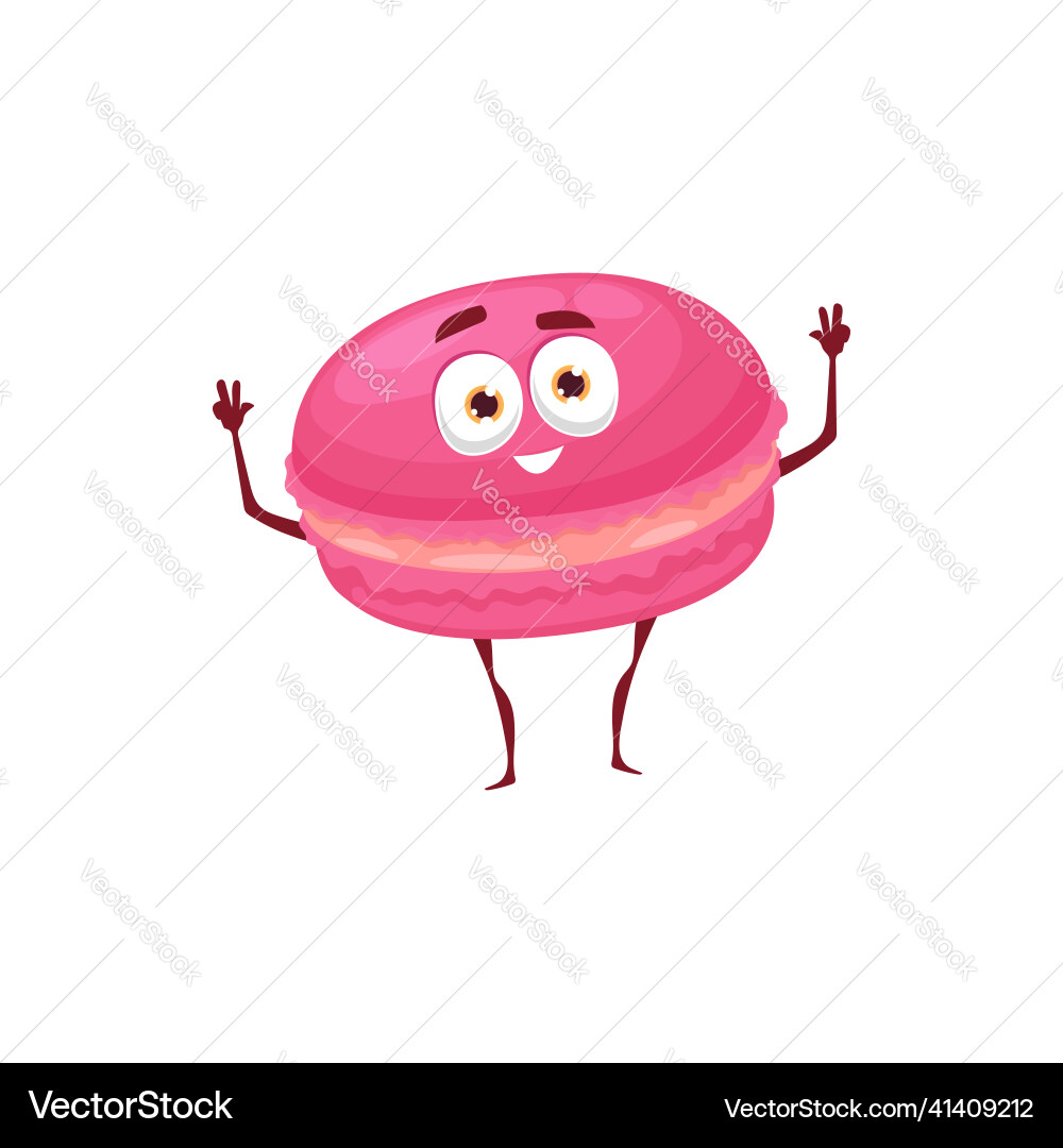 French pastry bakery cartoon macaroon character Vector Image