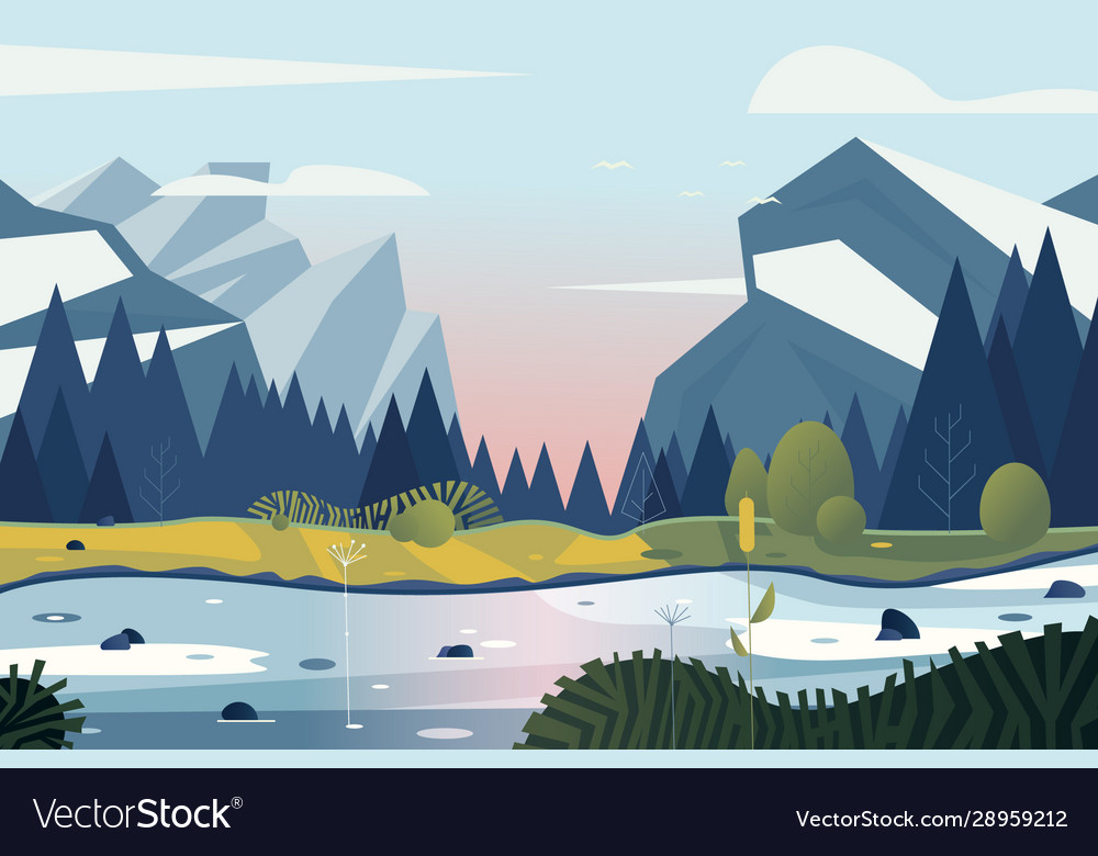 Landscape with mountains and forest Royalty Free Vector